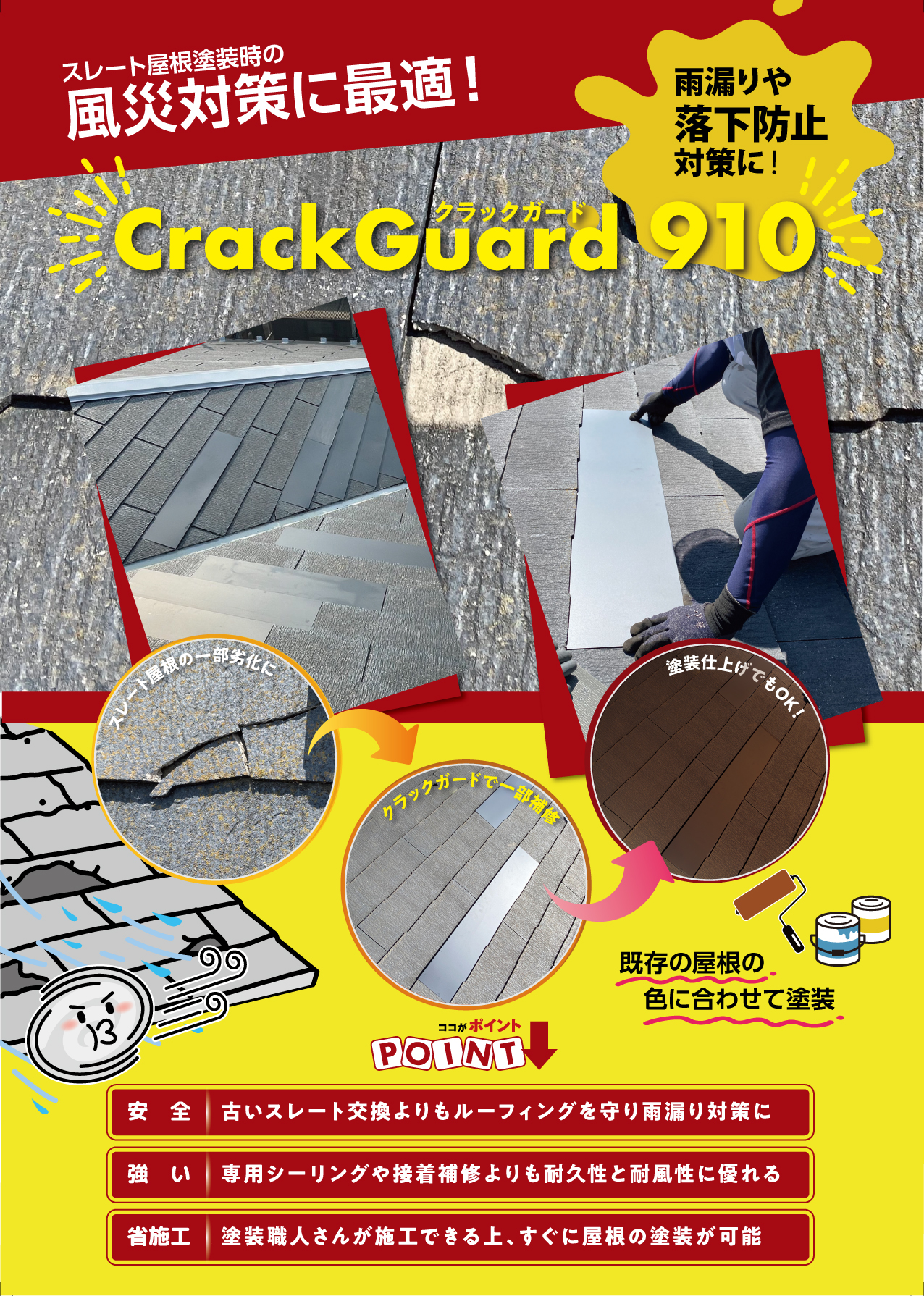 スレート屋根材補修部材「Crack Guard910」販売開始！ - ディートレーディング公式サイト | 屋根材ディーズルーフィング製品案内